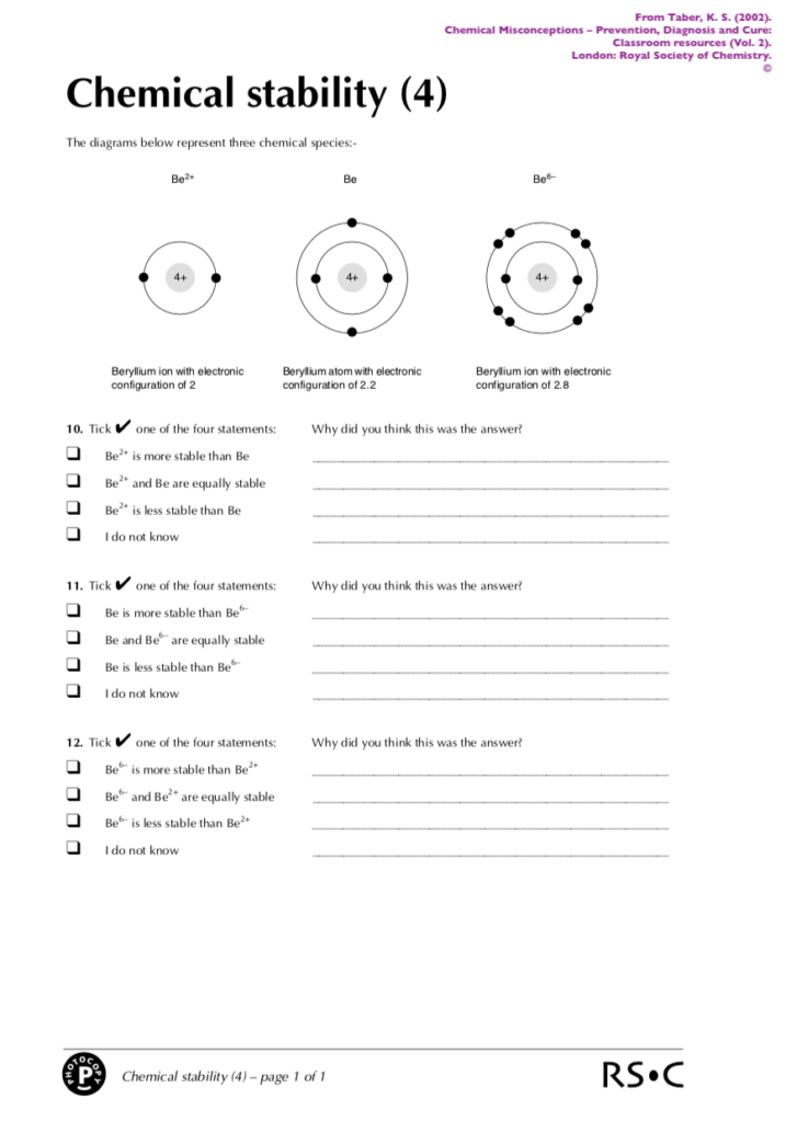 Chemical stability – Science-Education-Research